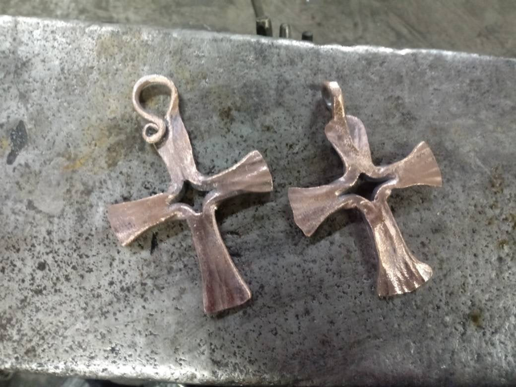 Forged Copper Cross Pendant – Refiner's Forge